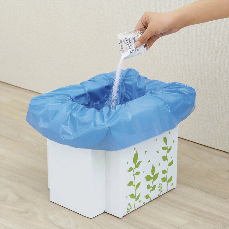 サッと固めて捨てられる「非常用トイレ」水がなくても大丈夫！そのまま包んで捨てるだけ！凝固剤でゲル化する事で気になる臭いを封じ込めてくれます。もしもの時に備えて安心♪◆素材便器：ダンボール汚物袋：ポリエチレン凝固剤：高分子吸水樹脂、食添殺菌剤...