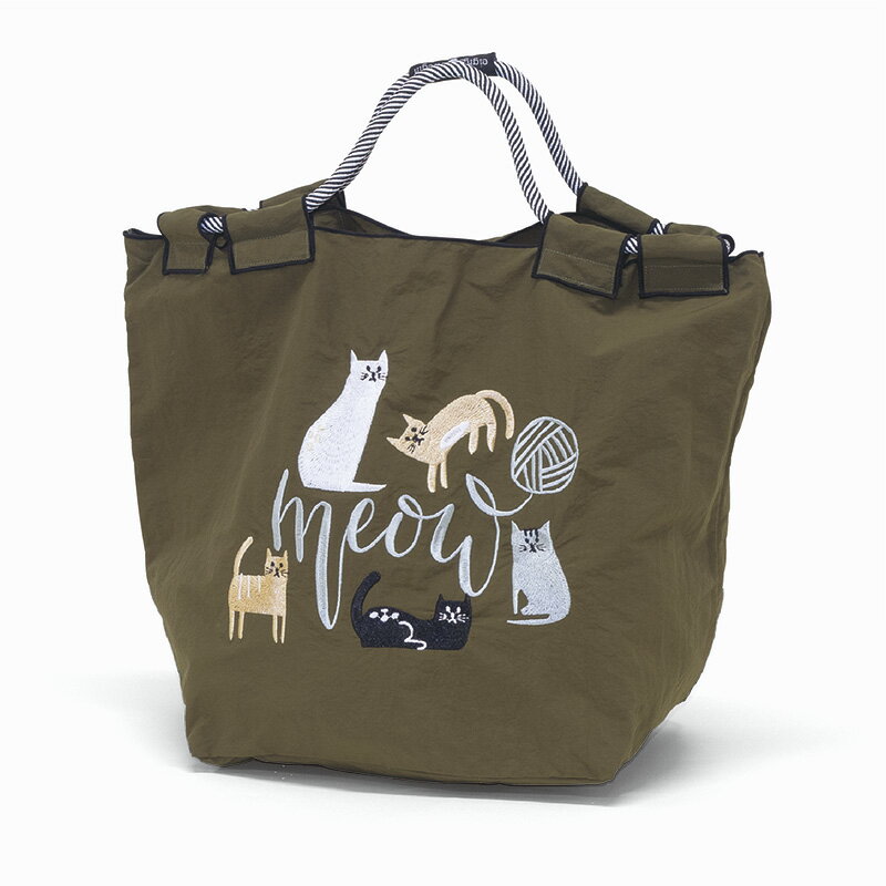 可愛いだけじゃない！ 大容量さが魅力のおしゃれなトートバッグ。 はっ水加工が施してあるので突然の雨でも安心ですよ♪ 使わない時は折りたたんでコンパクトに！ フロントの刺しゅうがとても素敵♪ ◆素材 ポリエステル100％ ◆サイズ（約・単位c...