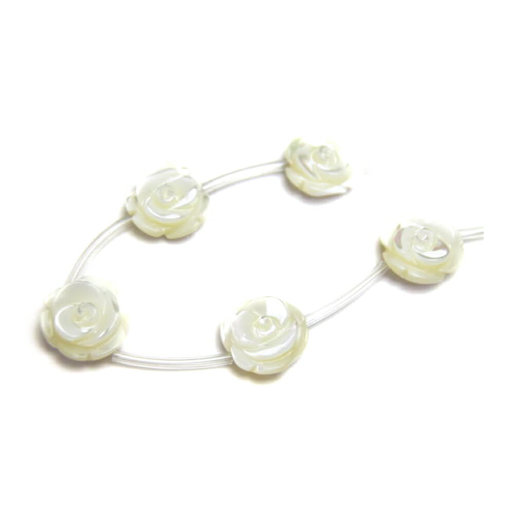■商品の内容 薔薇ビーズ (立体) 8mm マザーオブパール 【彫刻 一粒売りビーズ】 バラ売り 手作りにオススメ！ 天然石 パワーストーン 立体的に彫られた薔薇ビーズ。ブレスレットやストラップのワンポイントに使用すると、シックに映えるお勧...