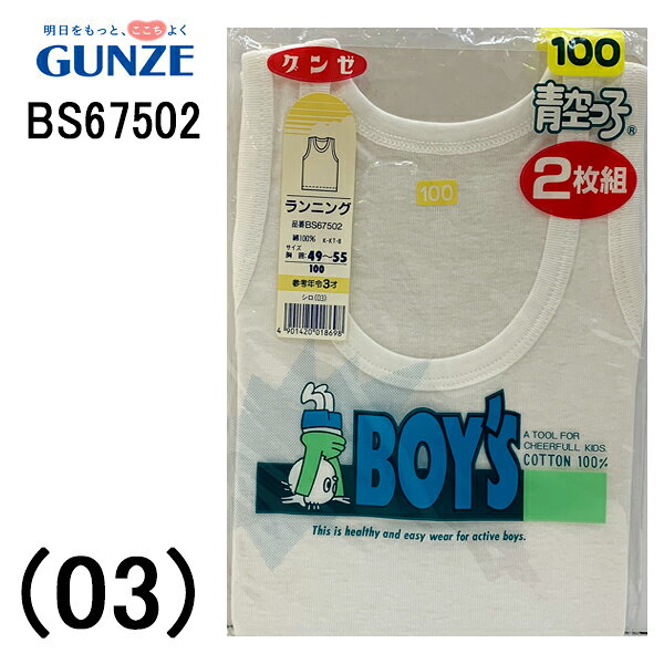 GUNZE 青空っ子 こどもグンゼ ジュニアインナーBOYS ランニング シャツ 2P 2枚入り 100センチ 3才スクールインナー 綿100%安心の日本製 肌になじむ、ソフトな感触。機能性に富んだカッティングとデザイン。伸縮性がよくて型崩...