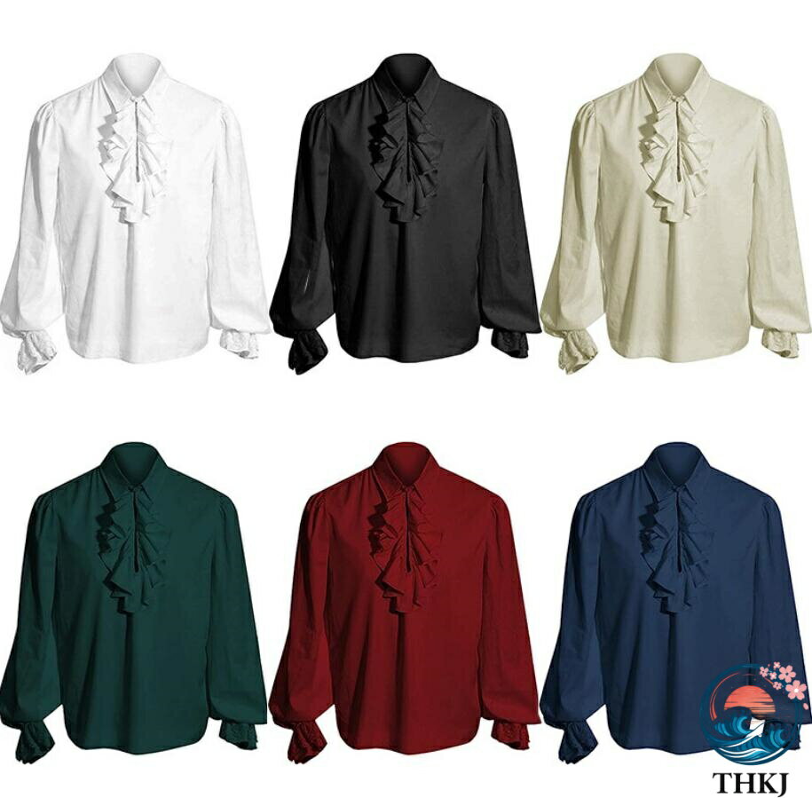 メンズハロウィンコスプレ衣装 コスチューム仮装 中世紀欧風 貴族 フリル飾り付け ヴァンパイア マジシャン オペラ メンズ社交ダンストップス 舞台ステージ衣装 cosplay パーティー イベント クリスマス 万聖節 余興 文化祭 演劇 発...