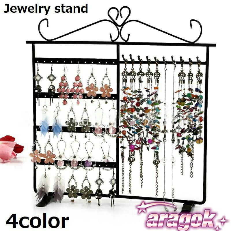 かわいいデザインのアクセサリースタンドです。10個のフックと48個のホールがあり、ピアスやイヤリング、ネックレス等収納できます。【サイズについて】画像をご参照ください。【カラーについて】生産ロットにより柄の出方や色の濃淡が異なる場合がござい...