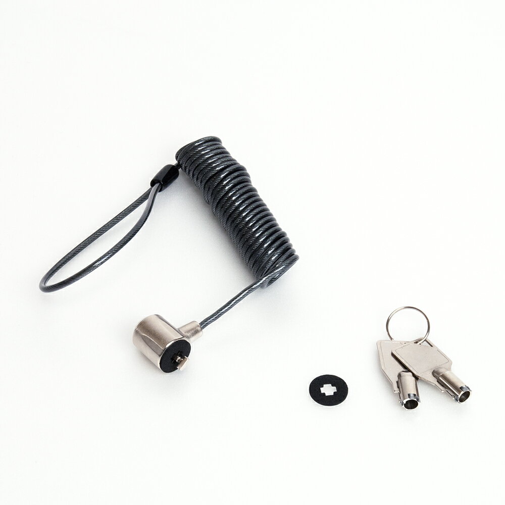 伸縮可能なカールコードで余分なケーブルが邪魔にならない！情報漏洩、PC盗難などのセキュリティの対策に！セキュリティスロットに取り付けてしっかり盗難から守ります。