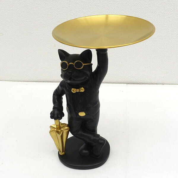 商品状態 目立ったキズはなし　　　　　　　　　　　　　サイズ：約17cm（トレー直径）　　　　　　　サイズ：約11x10x25.5cm（本体のみ）　 状態ランク Bランク デザイン/仕様 置物　オブジェ　 色 ブラック ゴールド　 発送区分...
