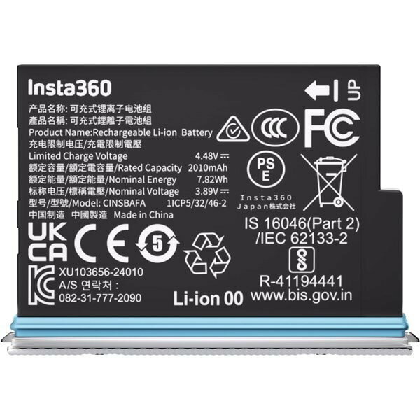 箱不良(パッケージに軽微なキズ・汚れ有り)の特価品！新品未開封品でお買い得です！在庫限り。 当店はInsta360の国内正規販売代理店です。 Insta360 X4 Airに対応の2010mAhの大容量バッテリー。-20℃までの極寒環境にも...