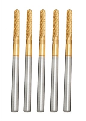 ■パッケージ内容・超硬ロータリーバー／ 5本入■製品仕様刃径／ φ6.35mm刃長／ 13mmカット／ダブルカット軸径／ φ3.0mm■製品概要金型職人などが普段使用しているロータリーバーにTiN（チタン）コーティングを施したものです。金属...