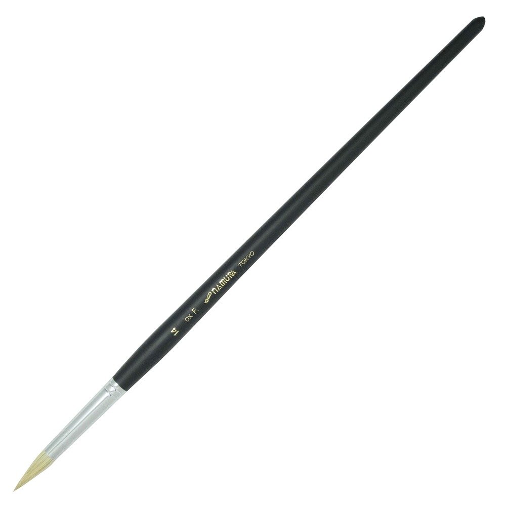 馬の足毛が主材のイミテーションオックス筆です。国内では長い間、オックスと呼ばれて今なお、軟毛の代表として愛用されています。穂先は、含み、まとまりが良く専門家用水彩筆としても好評を得ています。※材料の入手時期に依り、毛の色あいが若干異なること...