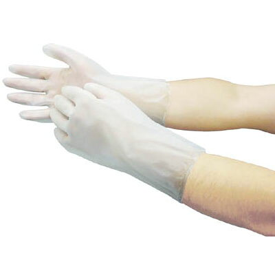 【特徴】●ほとんどの溶剤に溶けることがなく使用後の硬化がありません。●耐摩耗性に優れています。●全数ピンホール検査済みです。【仕様】●厚み：0.2mm●色：ホワイト●サイズ：LL●全長(cm)：30●手のひら周り(cm)：25.8●中指長さ...