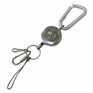 【特徴】●打着簡単なカラビナ付●PEラインキーバックリール【仕様】●商品サイズ(約)：W28×H160×D20mm●陳列サイズ(約)：W60×H200×D15mm●重量：約50g●カラー：メタリック●材質：・本体：亜鉛合金・コード：PEライ...