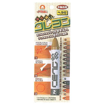 特徴小さなひっかきキズを補修。お手軽さナンバーワン！木部の小さく(細く)浅いキズを簡単補修。用途家具やフローリング、ドア、柱、建具など木製品のキズ補修に。キズに直接すり込むだけの手軽さが人気の秘密。仕様成分：石油系ワックス、土壌顔料、パラフ...