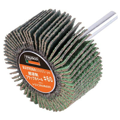 特徴研削スピードが通常の2倍・研削量も2倍以上のスピード&耐久性があるフラップホイールです。フラップを斜め植えつけしています。ジルコニア砥材を使用しているので重研削と長寿命です。仕様斜め植えタイプ粒度(#)：40外径(mm)：80幅(mm)...