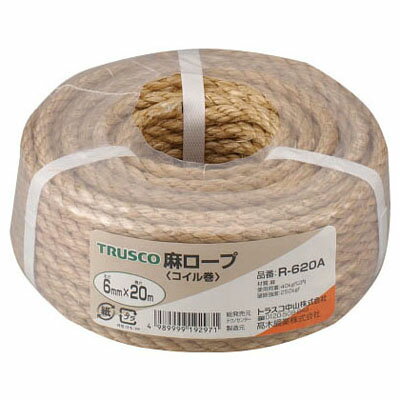 仕様色：茶包装形態：バンド掛け巻線径×長さ：6mm×20m金剛打質量：0.48kg特徴天然素材なので腐食し、土に還元されます。摩擦に非常に強いロープです。【用途】街路樹の結束。造園樹木の根巻。材質/仕上げ麻注意事項切断後の端面はセロテープ・...