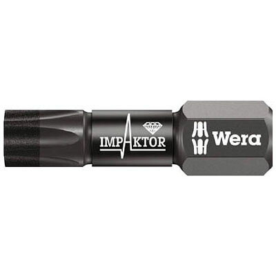 特徴インパクトドライバー用の強靭なビットです。別売のインパクタービットホルダ(057675、057676)と一緒に使用することでさらに、寿命が伸び、コスト削減に貢献します。仕様シャンク径：6.35mmダイヤモンドコーティング刃先：T40全長...