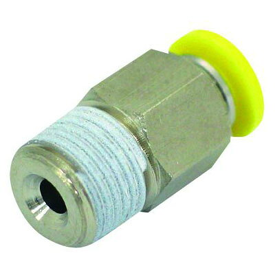 特徴用具不要のワンタッチ着脱。仕様最高使用圧力：0.9MPa(連続使用可能な許容最高圧力)適用チューブ：φ10ねじ径：R1/4適応流体：空気チューブ色：ブルー本体重量(g)：21※チューブと本体のキャップの色は同じです。※商品イメージはPC...