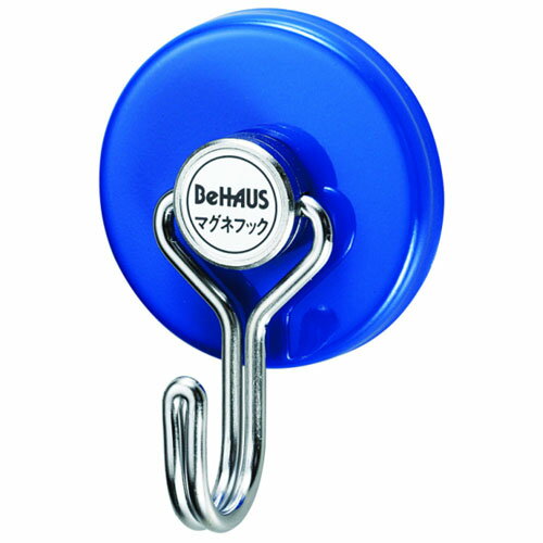 可動式フックで傾斜した場所や天井でも安定したフック掛けが可能。特徴金属面に取り付けて品蘇武吊るし、保管に使用出来ます。フックが上下180°、左右360°可動で天井にも取付可能。吸着面保護シール付仕様本体サイズ：φ66耐荷重：3kgカラー：青