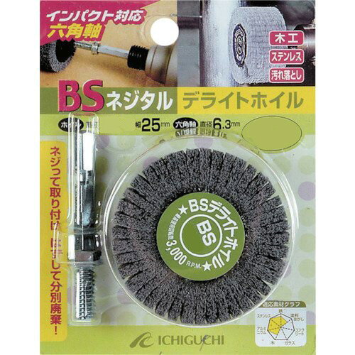 特徴軸とホイルを別々に廃棄出来ます。特殊繊維こ砥粒をガンシンさせていますから、簡単にツヤ出しができます。用途ステンレス、金属の研磨、ツヤ出し、クリーニング、木工。仕様サイズ(直径×幅×軸径)mm：30×25×6.3粒度：1000最高使用回転...