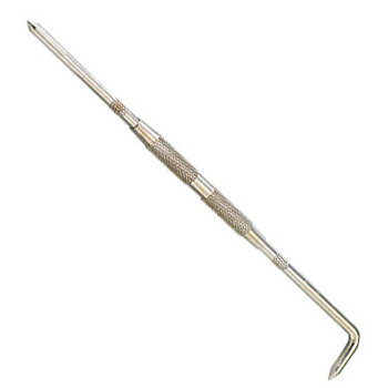 【用途】鉄などの一般鋼材・プラスチック・木にケガくためのケガキ針【機能】先端は超硬チップ付きです。先端は直線と先曲がりで使う場所に合わせられます。超硬チップ付きで長持ちします。【仕様】■針先超硬チップ【材質】■本体：鉄■針先：超硬チップ【サ...