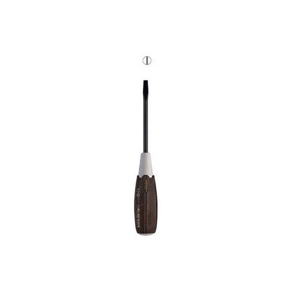 特徴油が付いた手でも滑らないノンスリップグリップ。天然木材の手になじむ質感や肌触りを感じることができる「木樹脂」を採用。軸はクロームバナジューム鋼、全身焼入、錆びに強い黒クロームメッキ仕上げ。仕様マグネット入り呼称：(-)6×150※商品画...