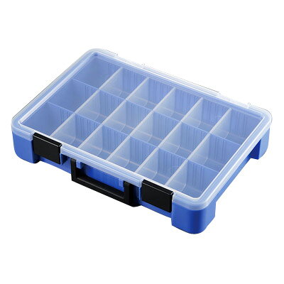 特徴DIY工具や釣具など用途に合わせ、小物や部品をスッキリと整理できる収納ケース。用途に合わせて移動できる仕切り付き。(仕切板枚数：15枚)細かいネジや部品などが取り出しやすい底部角のカーブ形状。移動、持ち運びに便利なハンドル付き。当社製品...