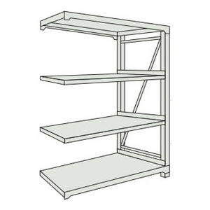 仕様色：ネオグレー間口×奥行×高さ：1200×782×1520mm棚段数：4段有効間口：1130mm組立式均等積載量：1000kg/段最大積載量：5000kg/台棚板調整ピッチ：50mm質量：120.2kg特徴主要構造部分をボルト止めにし、...