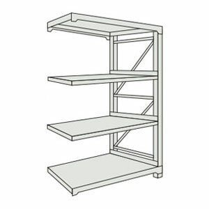仕様色：ネオグレー間口×奥行×高さ：1200×640×1820mm棚段数：4段有効間口：1130mm組立式均等積載量：1000kg/段最大積載量：5000kg/台棚板調整ピッチ：50mm質量：105.9kg特徴主要構造部分をボルト止めにし、...