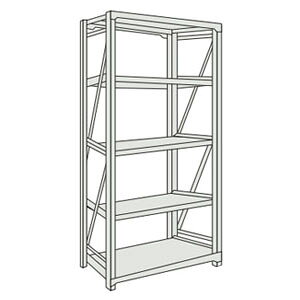 仕様色：ネオグレー間口×奥行×高さ：900×640×2120mm棚段数：5有効間口：830mm組立式均等積載量：1000kg/段最大積載量：5000kg/台棚板調整ピッチ：50mm質量：104.8kg特徴主要構造部分をボルト止めにし、安全性...
