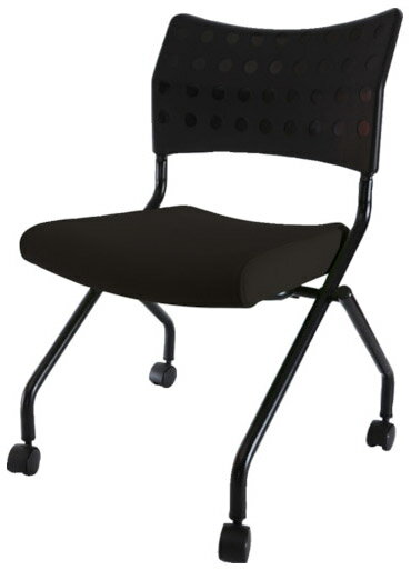 特徴スタッキングが可能です。背部にPP樹脂成型を使用しています。キャスター付きで移動が便利です。仕様張地：布張り色：ブラック座幅(mm)：440座奥行(mm)：430座高(mm)：435質量：6kg材質／仕上背部：PP樹脂成型品座部：強化樹...