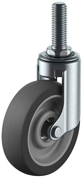 特徴ホイル部は樹脂製で軽量です。ゴム車と同程度の弾性があり、凹凸のある路面でも走行性に優れます。また、床面への走行痕が発生しにくくなっています。深溝ベアリングを使用することにより、車輪の回転が極めて良好になっており、回転音も減少しています。...