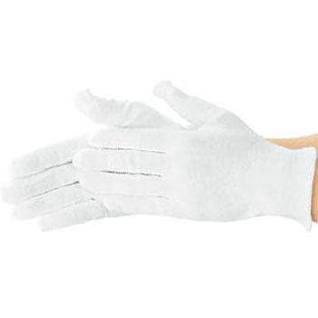 【仕様】●色：ホワイト●サイズ：M●マチ付●厚み：0.5mm●質量：250g/組【特徴】●綿100%ですから静電気を起こしません。●汗の吸着性に優れています。【用途】●精密部品の組立・プラスチック成形品の加工・電子部品の組立・金属加工仕上げ...