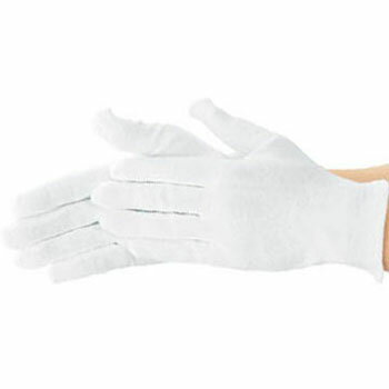 【仕様】●色：ホワイト●サイズ：L●マチ付●厚み：0.5mm●質量：290g/組【特徴】●綿100%ですから静電気を起こしません。●汗の吸着性に優れています。【用途】●精密部品の組立・プラスチック成形品の加工・電子部品の組立・金属加工仕上げ...