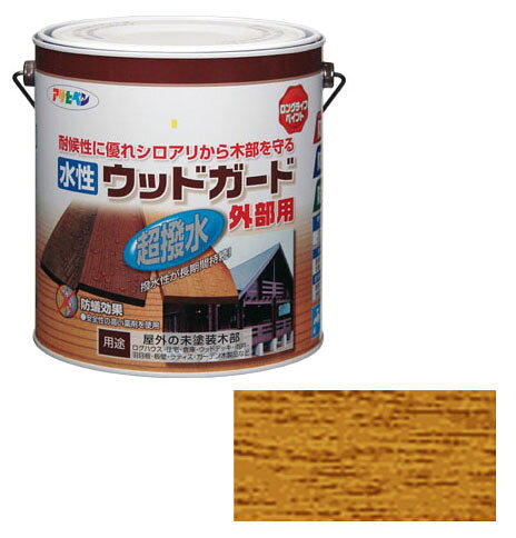 強力な撥水効果や防蟻効果で木部をしっかり守る！水性アクリルウレタンエマルション樹脂塗料特徴木目を生かした美しいステイン仕上げができ、日光や雨に強く耐候性が優れています。シロアリ、キクイムシ、腐れ、カビに対して、長期間強い効果を発揮します。撥...