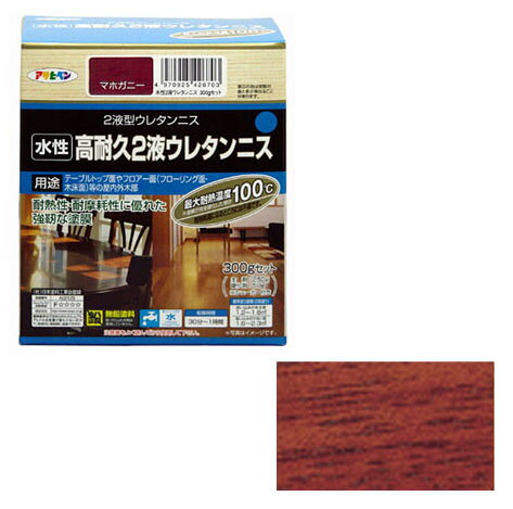 耐熱性・耐磨耗性に優れた強靭な塗膜2液型ウレタン樹脂塗料特徴耐熱性・耐磨耗性・耐溶剤性・耐薬品性に優れた塗料です。テーブル天面での耐熱性やフローリング等の床面の傷つき防止に優れた効果があります。水性で臭気が少なく、環境対応型の塗料です。黄変...