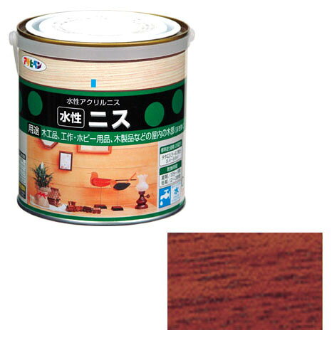 木目を生かした美しい仕上がり水性アクリルエマルション樹脂塗料特徴着色とニス塗りが同時にでき、木目を生かした美しいツヤに仕上がります。水性塗料なので塗りやすく、用具の後始末も水でできます。用途屋内外区分：屋内用木工品、工作・ホビー用品、木製品...