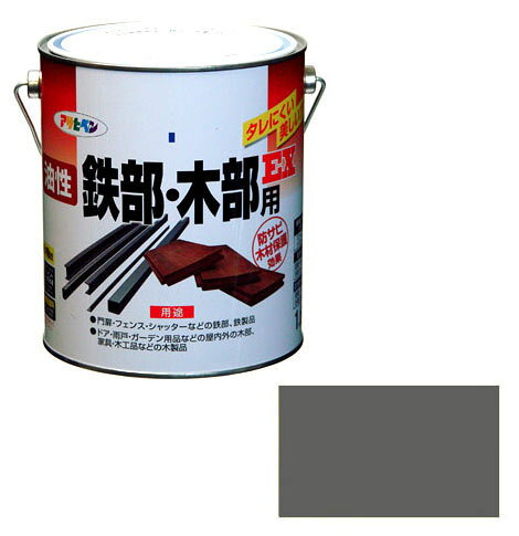 屋内外の鉄製品・木製品に塗れる！タレにくく美しいツヤ合成樹脂調合ペイント特徴タレにくいので大変塗りやすく、きれいに仕上がります。サビドメ剤を配合していますので、サビの発生を防ぎます。日光や雨に強く、美しいツヤのある合成樹脂調合ペイントです。...