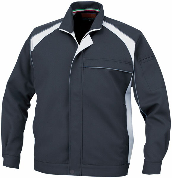 特徴縦にプリントを入れることで、インパクトがありアピール力抜群。仕様カラー：チャコール(配色：シルバー)サイズ：4L胸囲：134裄丈：88着丈：69消臭テープ付左胸ポケット(巾14cm×深さ17cm)材質：裏綿ツイル(ポリエステル90%、綿...