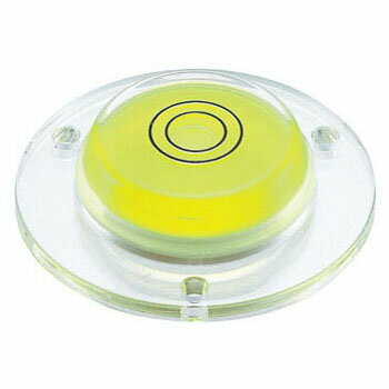 【特長】・前後左右測定水平面の前後左右が同時に測定できます。【本体仕様】●取付穴付●2本線アクリル丸型気泡管●サイズ(mm)：φ45×11●製品質量：10g●カラー：透明