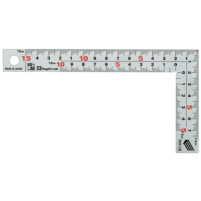 特徴快段・厚手広巾衝撃に強く、角度が狂いにくい厚手・竿部同厚・広幅タイプ。仕様cm目盛呼び寸：15cm長手(妻手)×幅×厚さ：170(90)×20×2.0mm表裏目盛：長手／外目盛/15cm・内目盛(内基準10cm)、妻手／外目盛/7.5c...