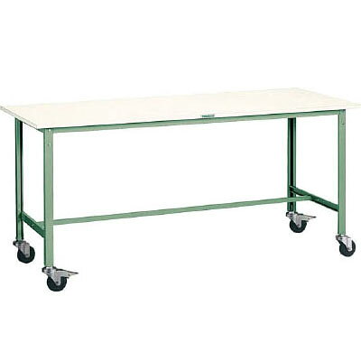 【仕様】●均等荷重(kg)：150●間口×奥行×高さ(mm)：1800×900×847●天板材質：ポリ化粧●組立式●100mm 自在車 2個・100mm（ストッパー付） 2個●キャスター取付ねじサイズ：M16×2.0●組立目安：2人30分●...