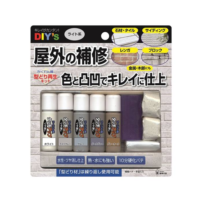【特長】・屋外の補修 色と凸凹でキレイに仕上！・セット品は、1.絵の具感覚で塗れる「タッチアップ」2.熱・水に強く、屋外OKの「マルチパテ」3.リアルな凹凸・ザラザラが再現できる「型取り材」。・単品ラインナップもあります。【仕様】サイズ:W...