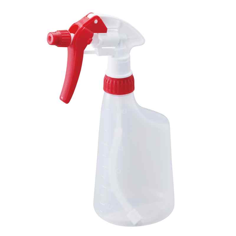 【特長】●ボトルを横や斜めにしても使える便利なスプレイヤーです。●ノズルを回すと噴霧量の調節が可能です。●洗剤・除菌剤等の噴霧に。【仕様】●容量：500ml●キャップ色：赤●重量：78g●商品サイズ：縦235×横110×奥行80mm●製造国...