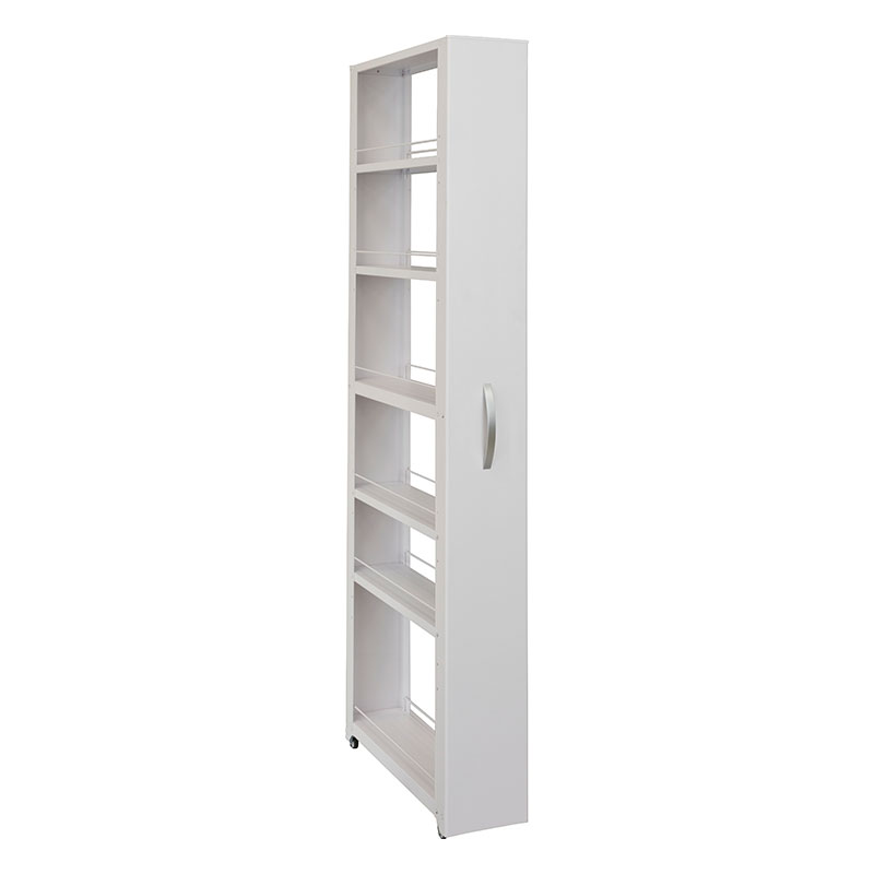 キッチンの隙間収納に便利！【特長】■本体サイズ：幅206 x 奥行577 x 高さ1654mm■耐荷重：全体:50kg（棚1枚あたり8kg)■材質：前後パネル・固定棚・可動棚・ガード：スチール(粉体塗装)前後パネルキャップ：PP樹脂取っ手：...