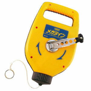 手軽に使える50m巻きの大型画線器。糸は筒編で粉の含みがよく、最大3mm巾の鮮明なラインが引ける。【仕様】●長さ：50m●糸の太さ：3mm●包装寸法(タテ×ヨコ×アツサ)：325×205×80mm●商品重量(包装含む)：560g