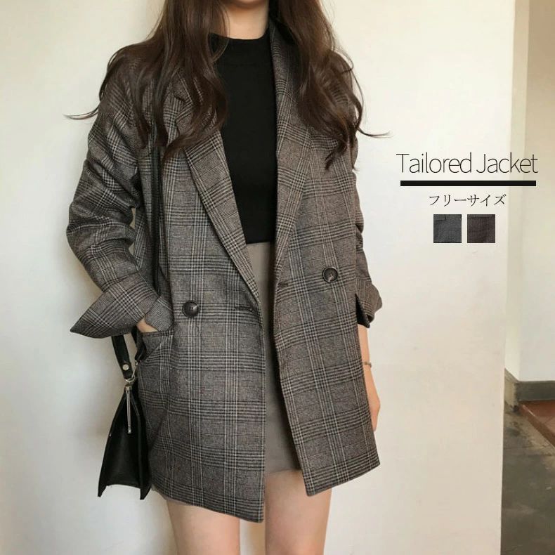 【商品仕様】 ・生地の厚さ：薄手 ・伸縮性：なし ・透け感：なし ・裏地：あり サイズ：肩幅38 バスト108 袖丈60 着丈73 POINT01 程よくゆったりとした メンズライクスタイル だぼっと感が可愛いテーラードジャケット。 気にな...