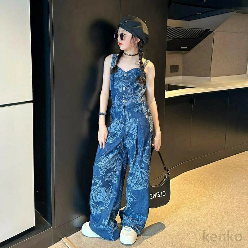 デニム セットアップ キッズ 2点セット ジーンズ 女の子 夏服 デニム 上下セット キッズ トップス デニムロングパンツ ボトムス カジュアル ンス衣装 旅行 お出かけ 普段着 通学着 ファッション 100 110 120 130 140...