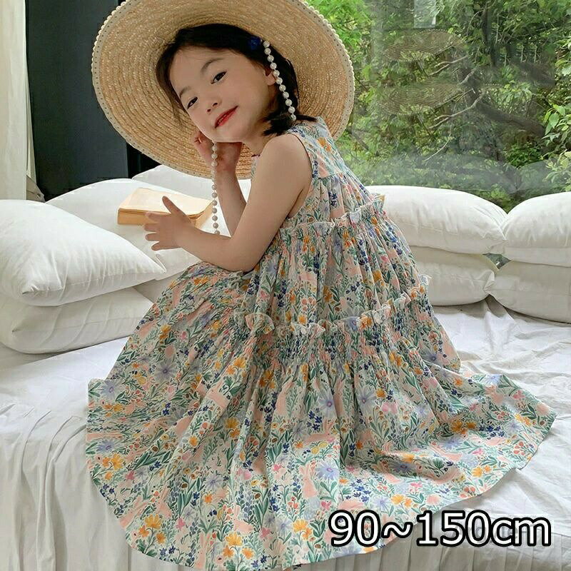 ■素材：綿 ■カラー：写真通り ■サイズ：(単位cm） 90　 スカート丈56　バスト40　推薦身長85-95　 体重9kg-12kg 100　スカート丈60　バスト42　推薦身長95-105　 体重12kg-15kg 110　スカート丈6...