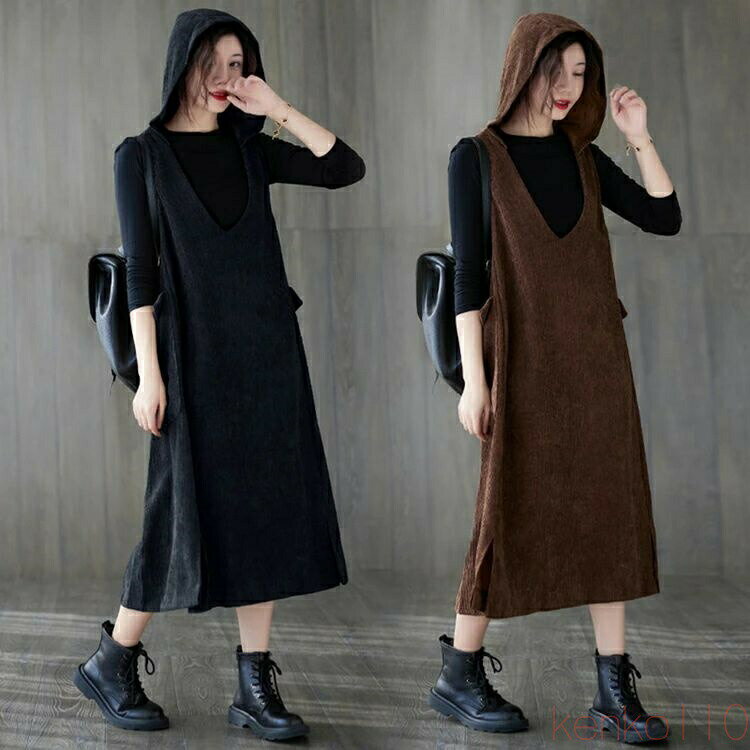 ★タイト過ぎないゆったりとしたAラインのロングスカートデザインはきれいなシルエットを演出してくれます。 ★ジャケットやトレンチコートを羽織って大人っぽく見えます。楽しめるコーデュロイのサロペット。 ★毎日のスタイリングに合わせやすいだけでは...