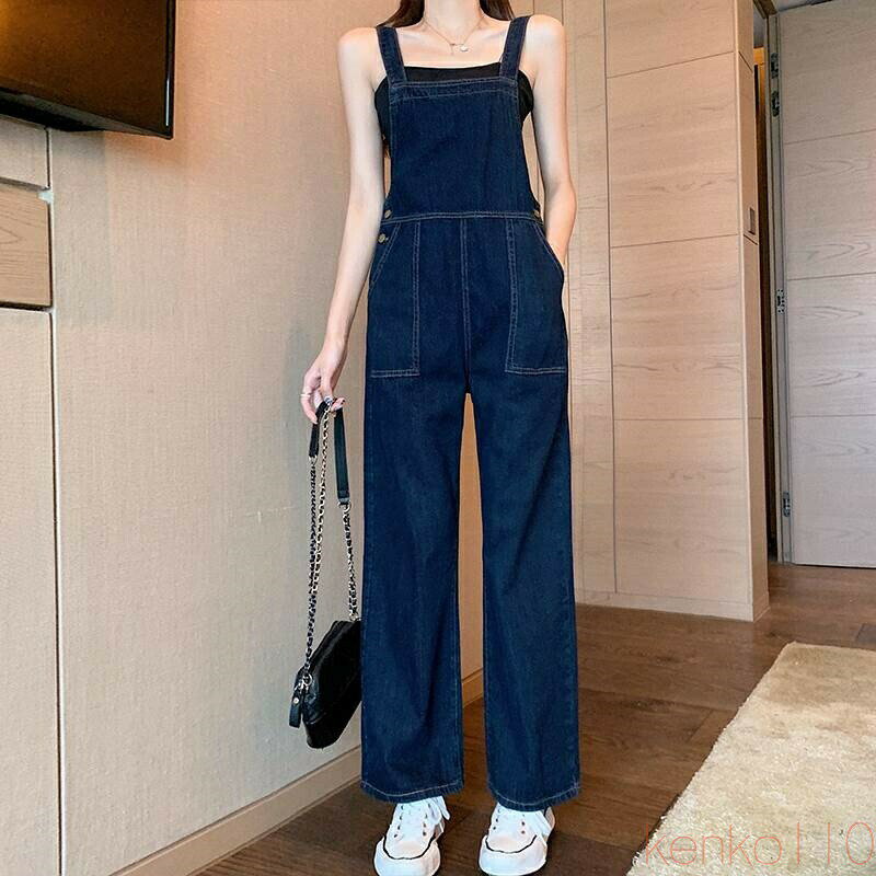 すっきりとしたシルエットが魅力のデニムサロペットオーバーオール。シーズンを問わずオールシーズン使えて便利なデニムロンパースです♪【カラー】ブルーデニム【サイズ】S,M,L,XL（単位：cm）S：着丈（ストラップ含む）141、ウエスト88、ヒ...