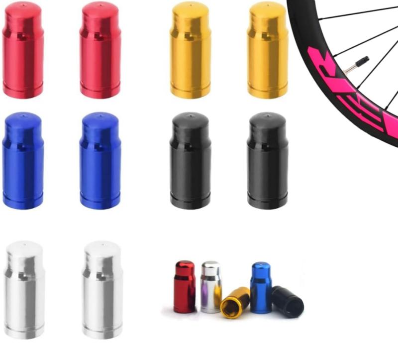 自転車仏式バルブキャップ、5色自転車タイヤ仏式バルブステムカバー、カラフルなアルミニウム合金タイヤダストキャップ、マウンテンバイク、ロードバイク、折りたたみ自転車用のタイ軽量で頑丈アルミニウム合金素材で作られた当社の自転車用バルブキャップは...