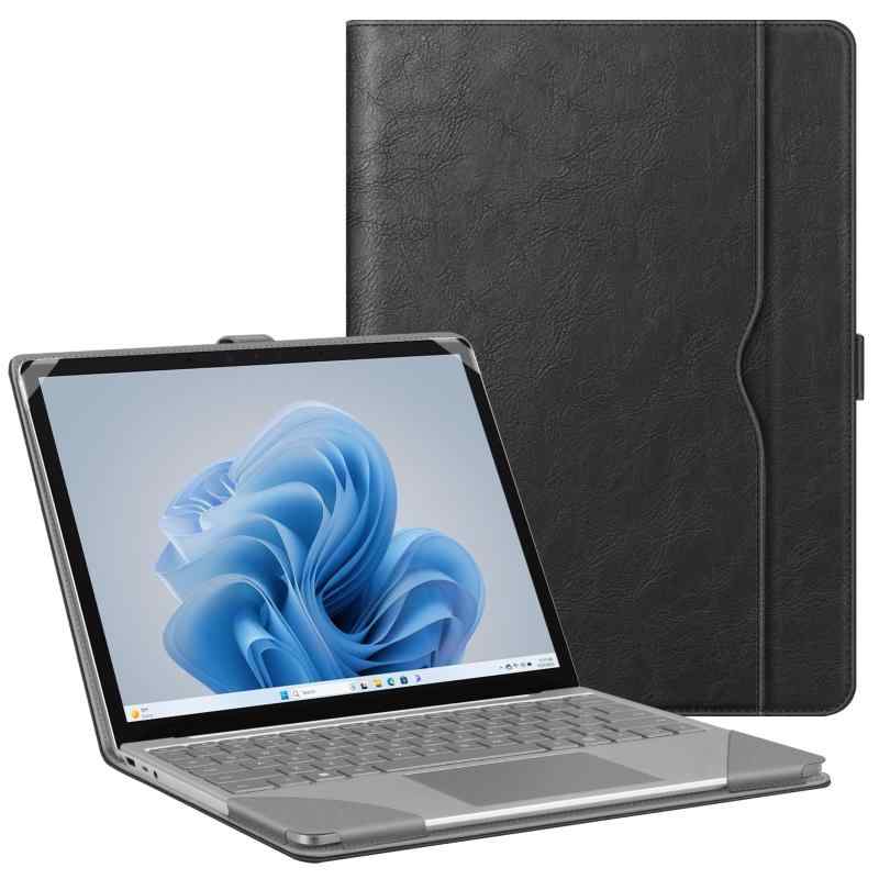 for Microsoft Sface Laptop Go 3 (2023)/ 2 (2022)/ Go (2020) ケース 保護カバー 12.4インチ PU合成皮 ポケット付き 耐衝撃性 傷防止 おしゃれ (モデル番号2013 1943...