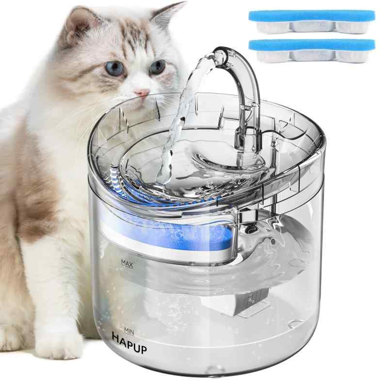 猫 みずのみ 自動給水器 猫 水飲み器 ペット給水器 循環式の透明な猫の飲用噴水 1.8L大容量 2枚活性炭フィルター 1個USB静音水中ポンプ ネコ パピー用2種類出水モード蛇口、噴水 2種類出水モード、ペットに多様な水飲み体験を与えます...